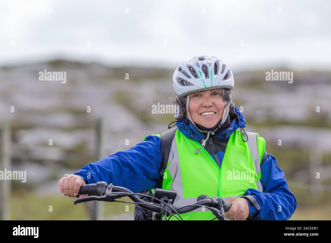 Happy cyclist reflective vest hi-res stock photography and images - Alamy