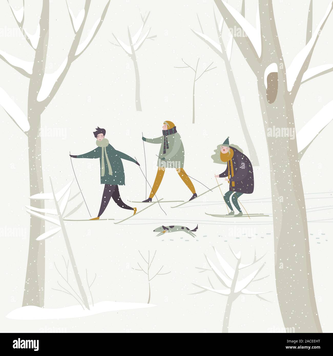 Girl skiing in snow Stock Vector Images - Alamy