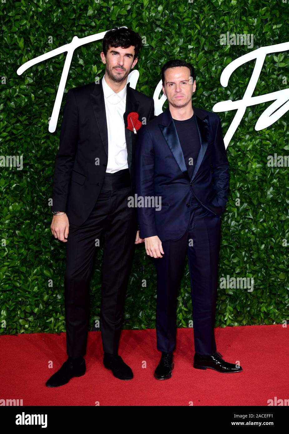Teo Van Den Broeke and Andrew Scott attending the Fashion Awards 2019 ...