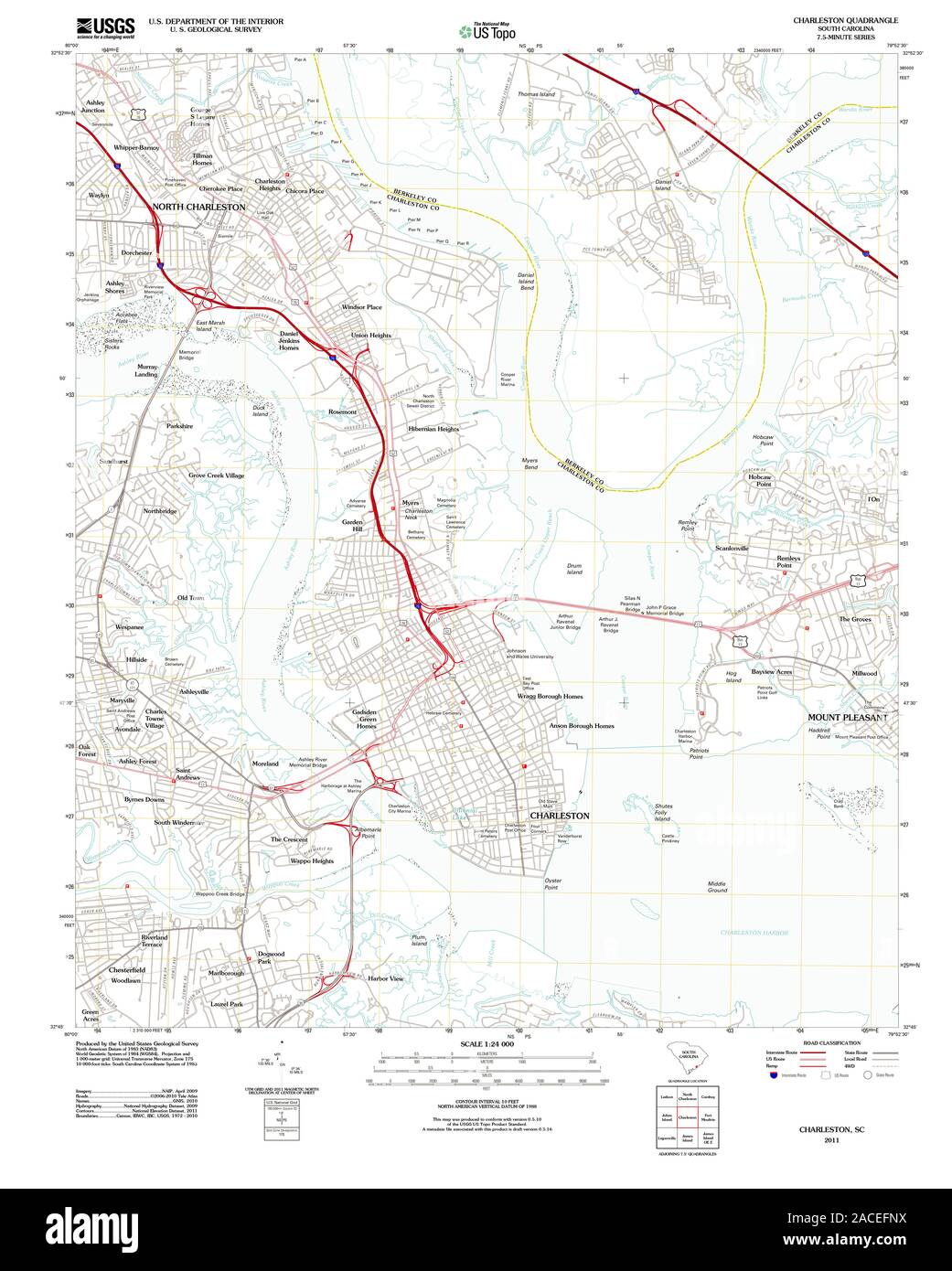 Map of charleston, sc hi-res stock photography and images - Alamy
