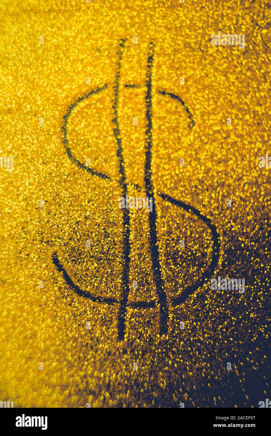 Dollar sign on golden shiny background, gold bar Stock Photo - Alamy