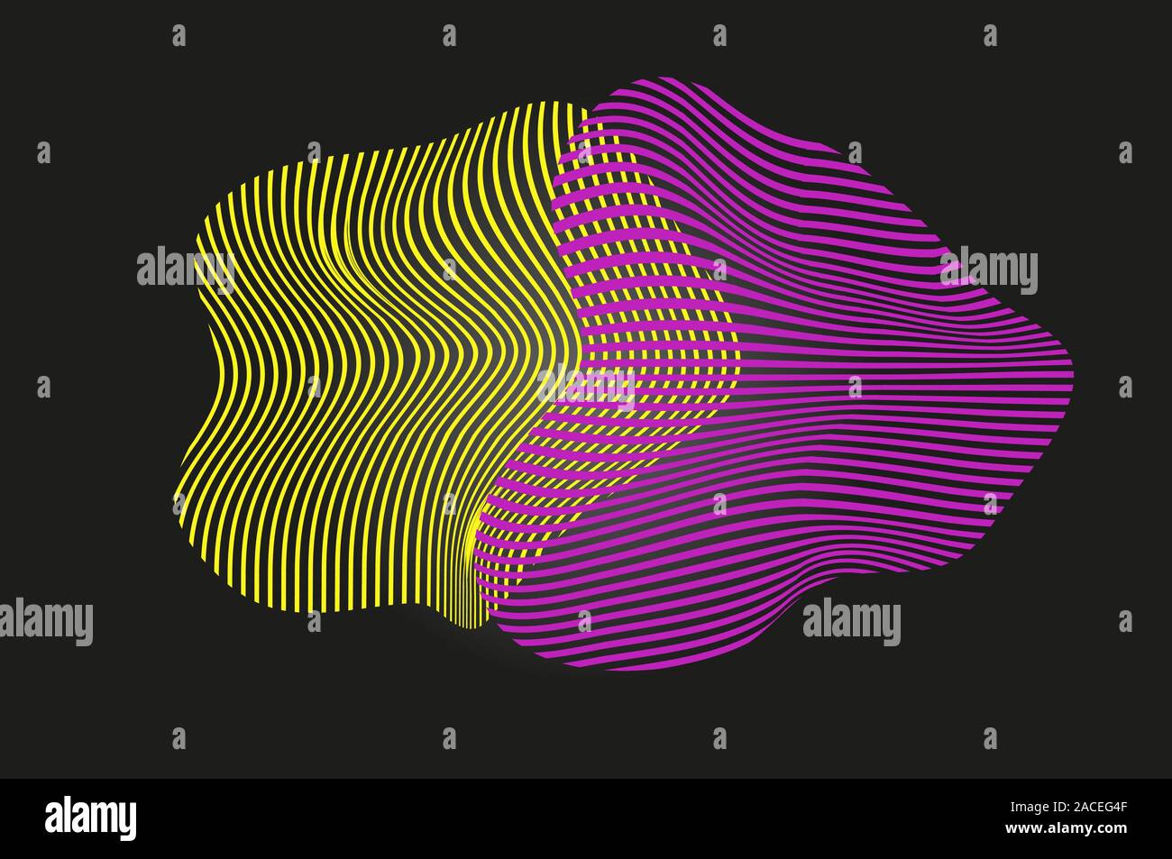 Two abstract shapes of broken lines intersect each other. The geometric ...
