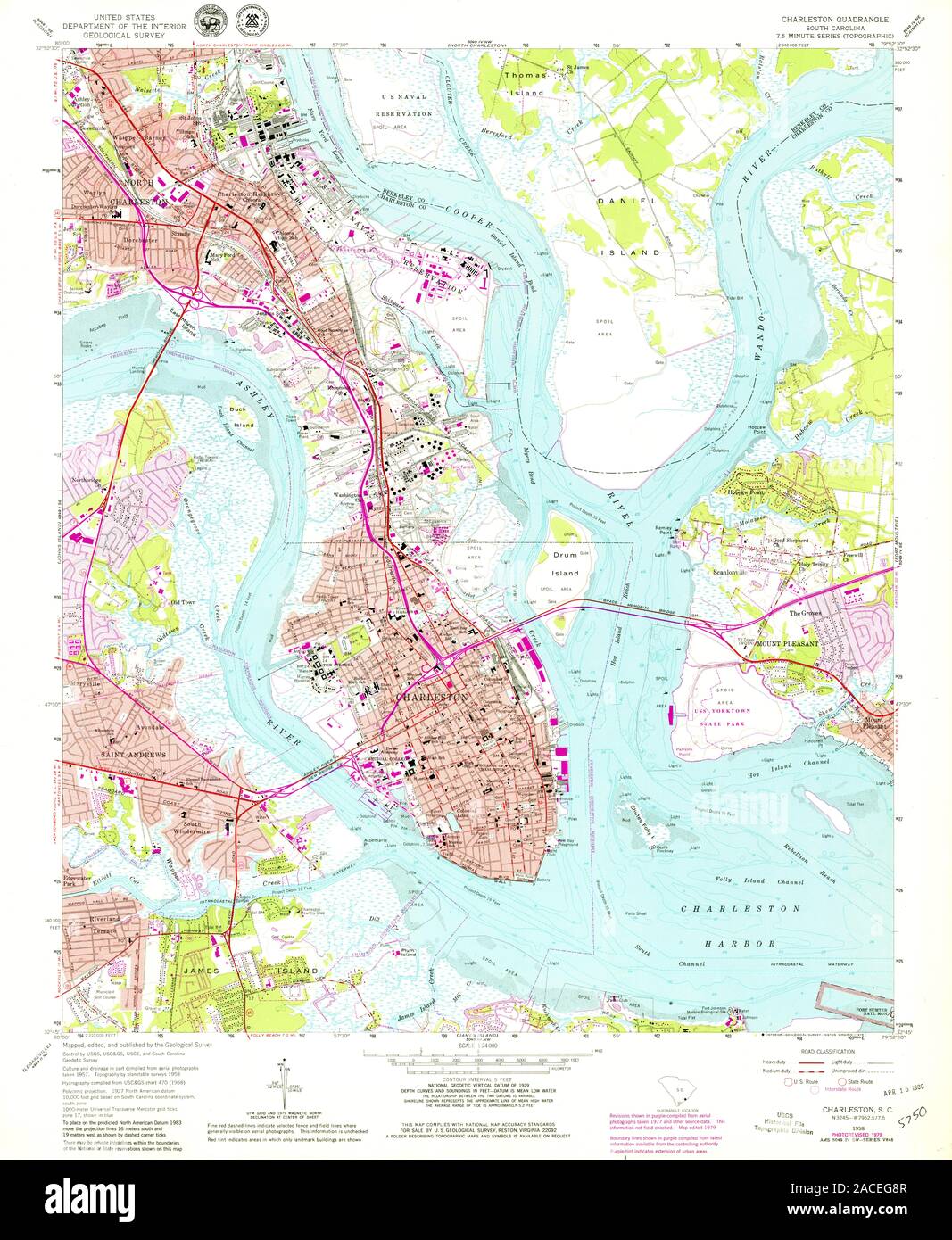 USGS TOPO Map South Carolina SC Charleston 260854 1958 24000 ...