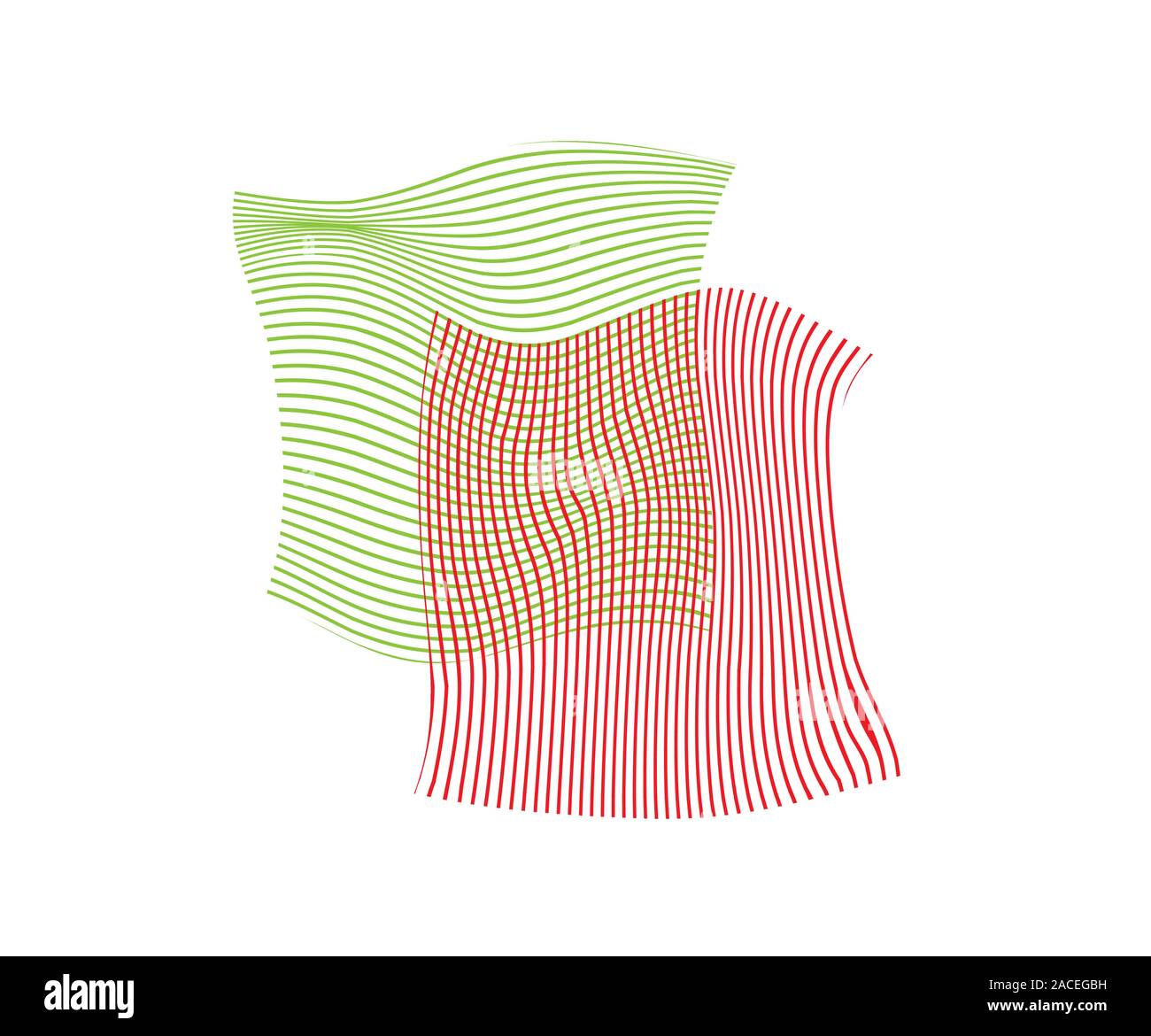 Two deformed squares of broken lines intersect each other. Geometric ...