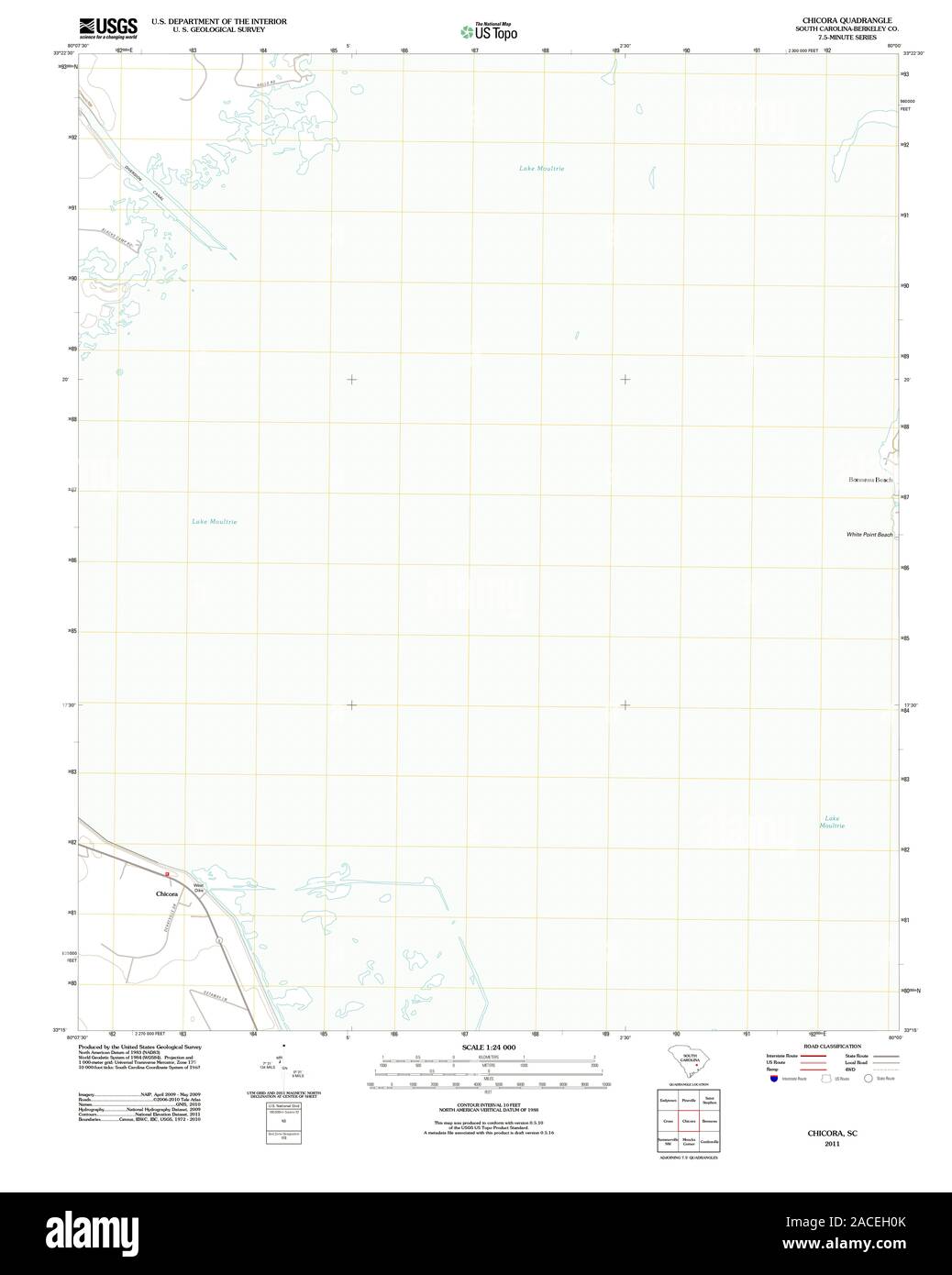 USGS TOPO Map South Carolina SC Chicora 20110808 TM Restoration Stock ...