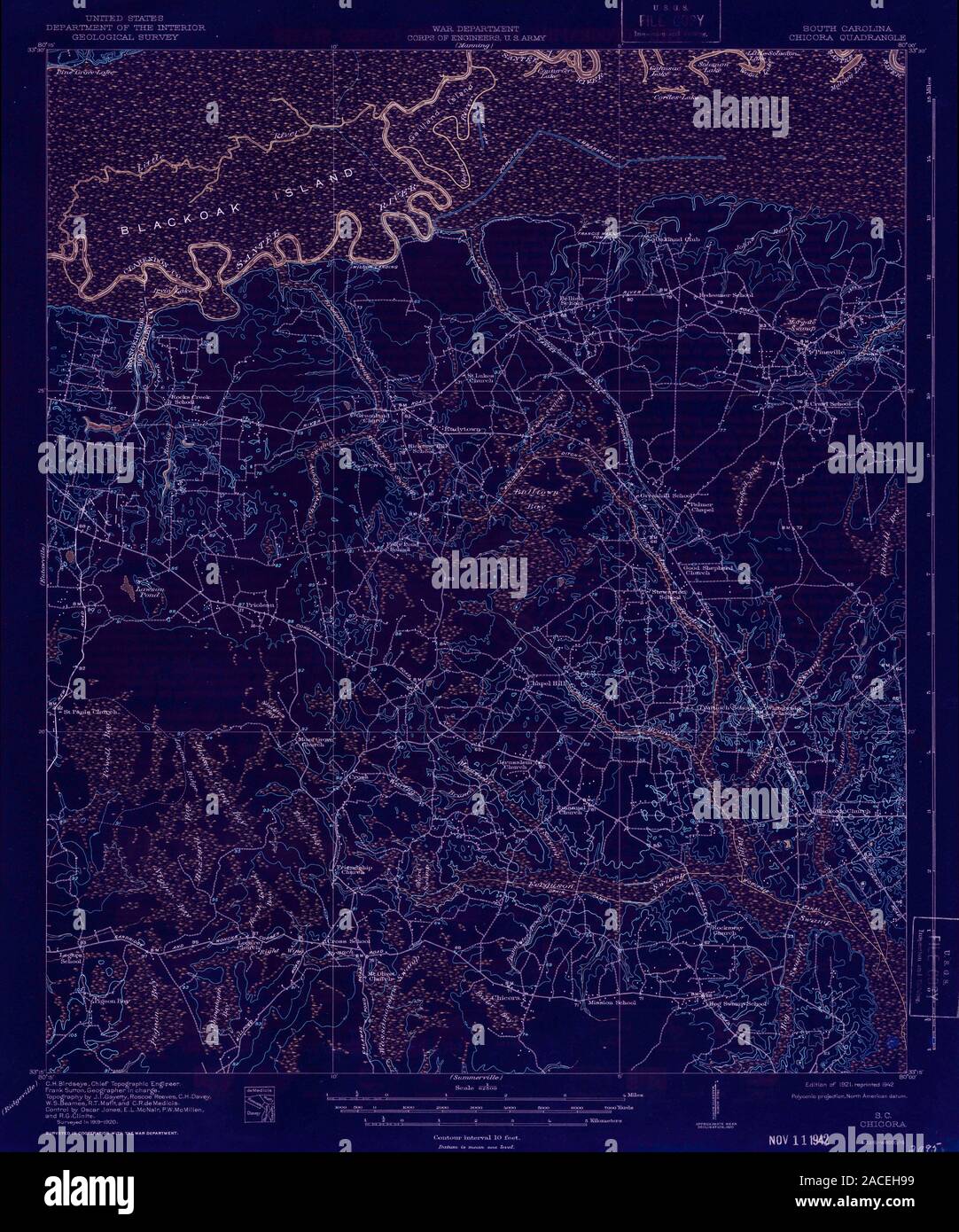 USGS TOPO Map South Carolina SC Chicora 261802 1921 62500 Inverted ...