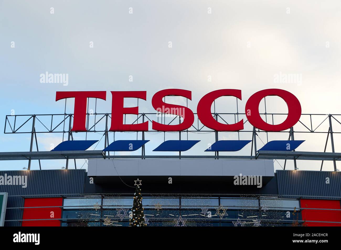 Tesco Sign On Mall Entrance Stock Photo - Alamy