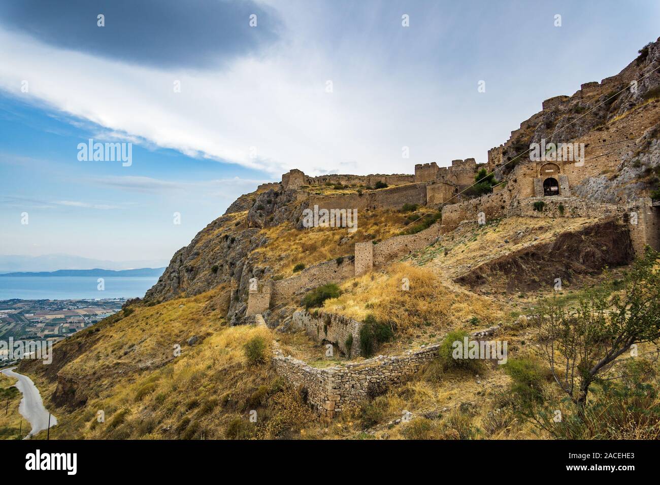 The Acrocorinth "Upper Corinth" the acropolis of ancient Corinth, is a ...