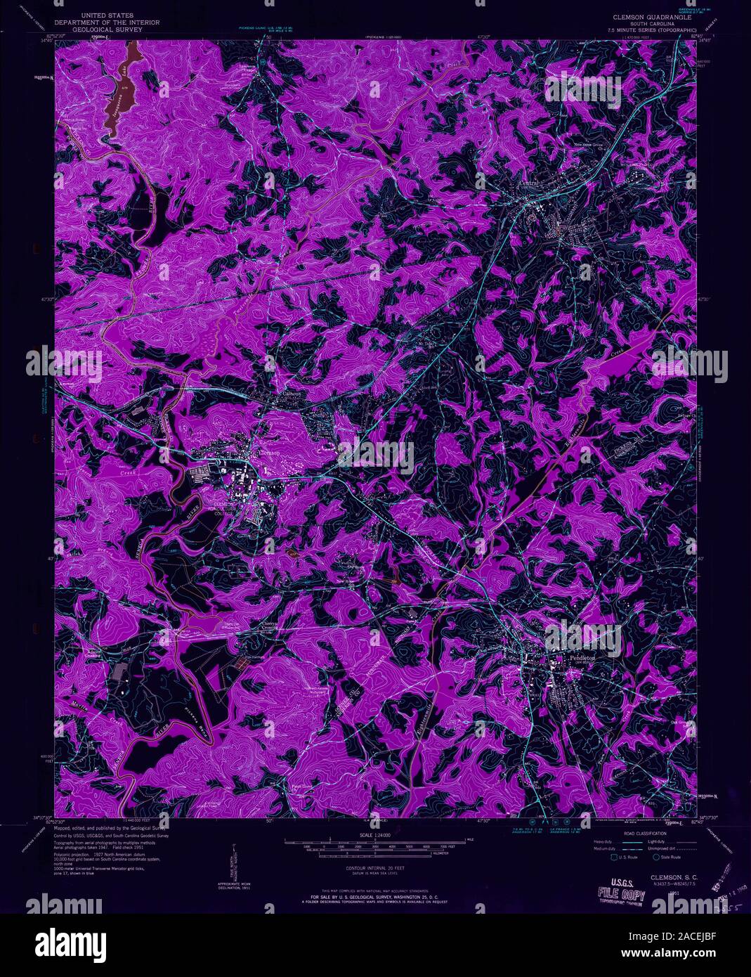 Map of clemson south carolina hi-res stock photography and images - Alamy