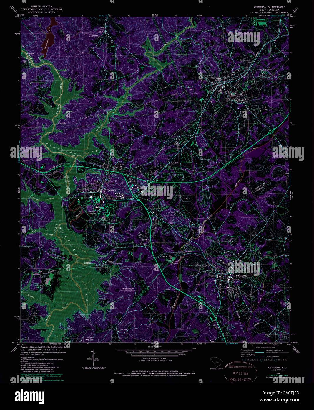 Map of clemson south carolina hi-res stock photography and images - Alamy