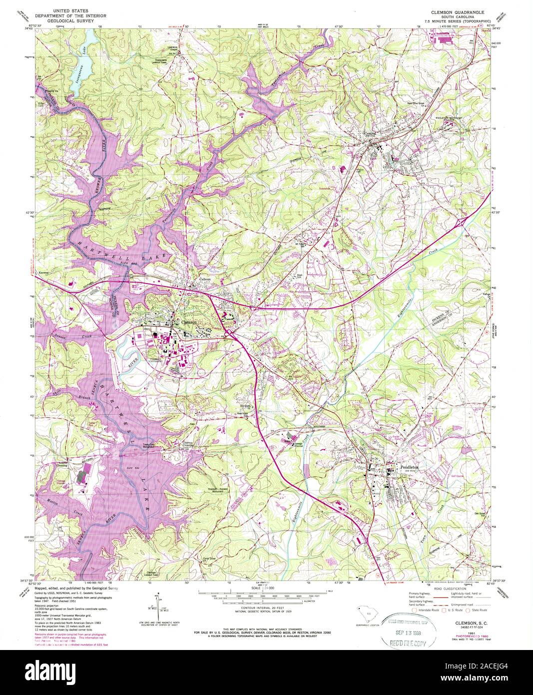 Map of clemson south carolina hi-res stock photography and images - Alamy