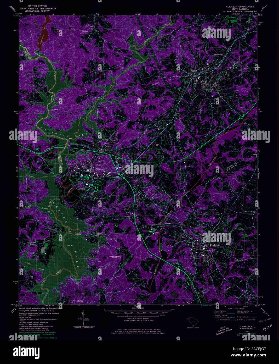 Map of clemson hi-res stock photography and images - Alamy