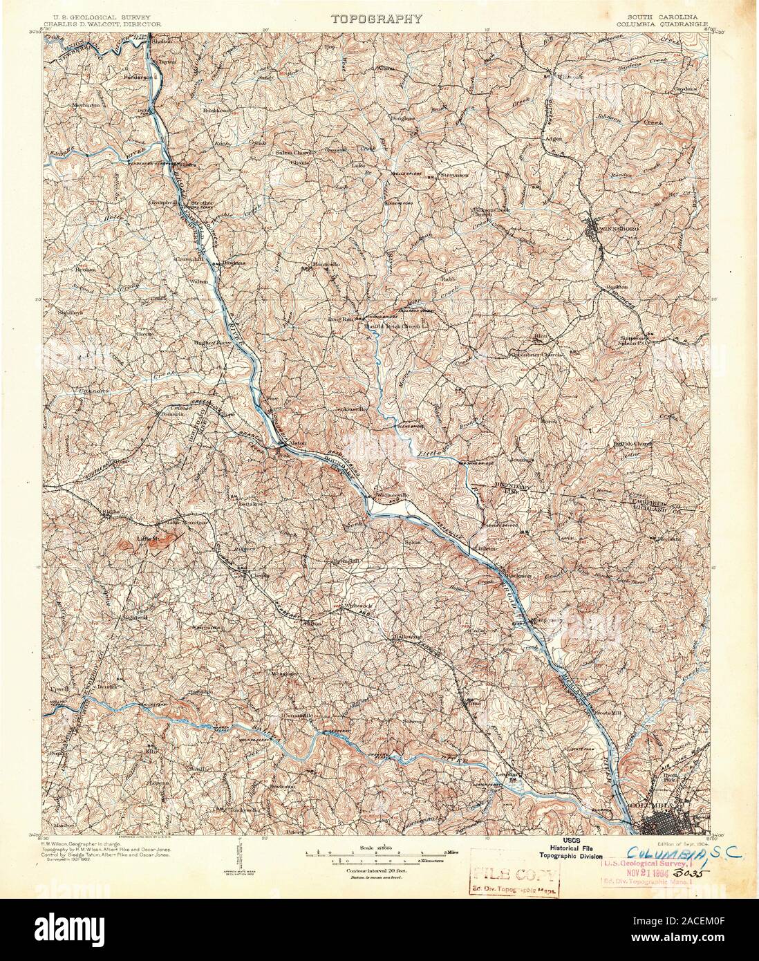 USGS TOPO Map South Carolina SC Columbia 262027 1904 125000 Restoration ...