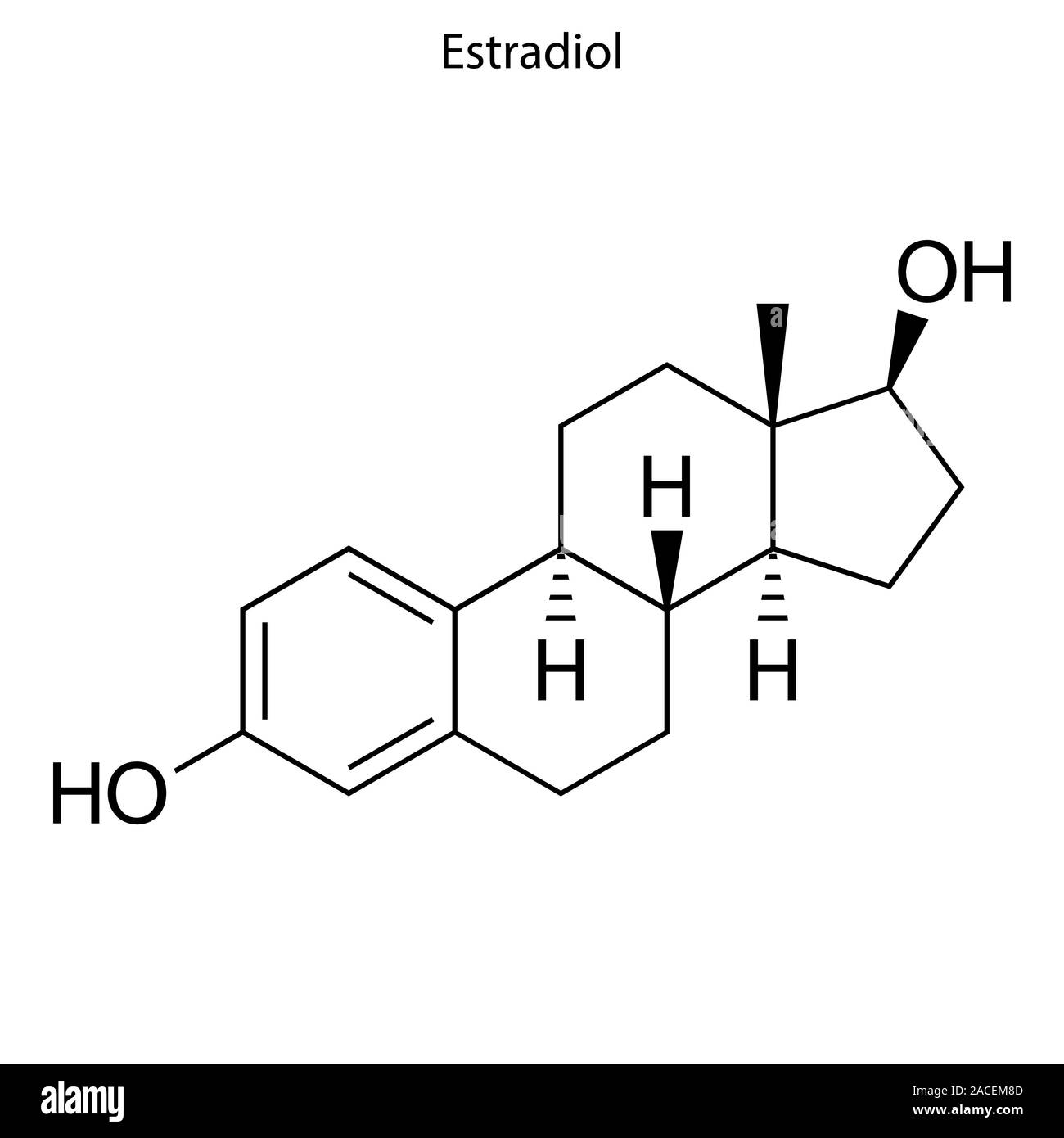 Skeletal formula of Estradiol. Chemical molecule Stock Vector Image ...