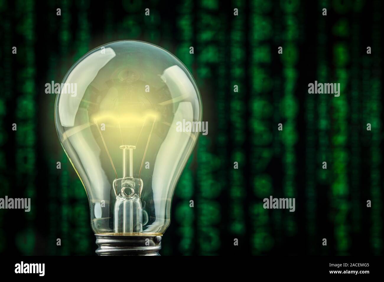 Classic light bulb. Matrix background Stock Photo - Alamy