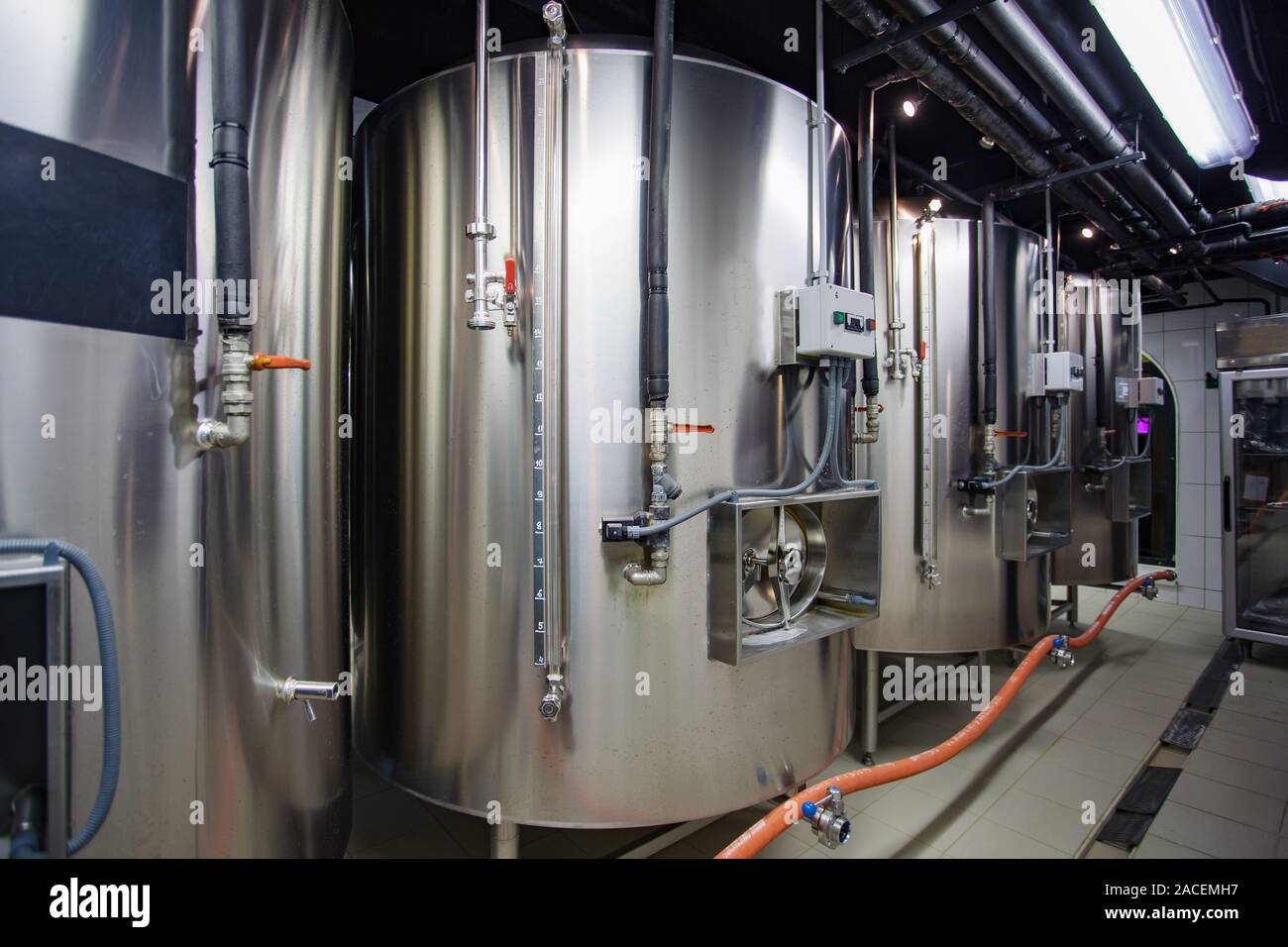 Craft beer production line in private microbrewery Stock Photo - Alamy