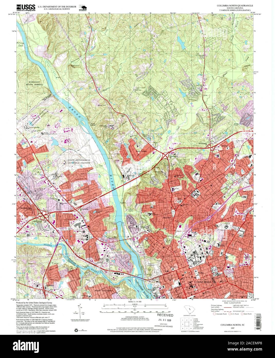 USGS TOPO Map South Carolina SC Columbia North 260890 1997 24000 ...