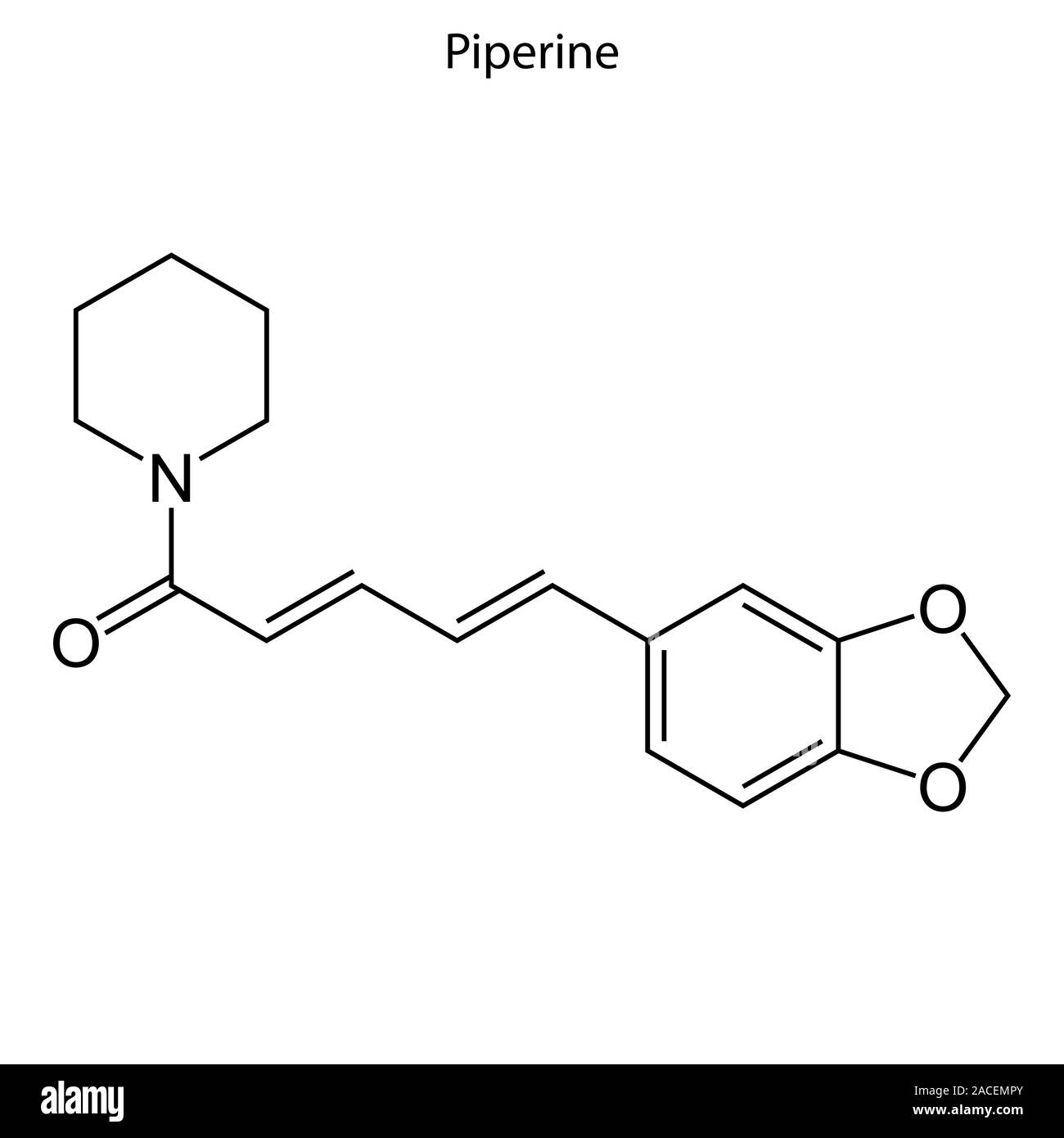 Skeletal formula of Piperine. Chemical molecule Stock Vector Image ...