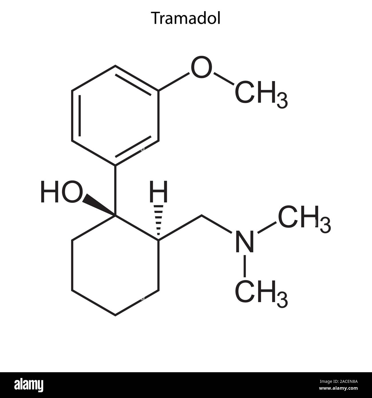 Skeletal formula of Tramadol. Chemical molecule Stock Vector Image ...