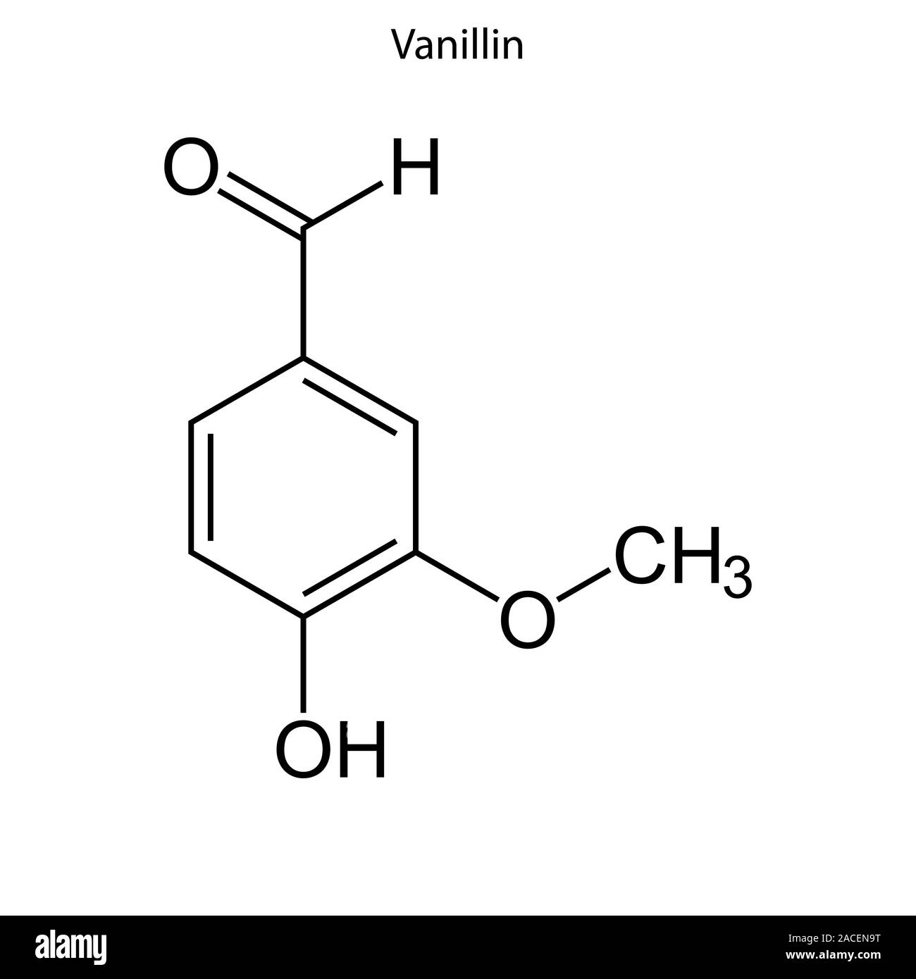 Skeletal formula of Vanillin. Chemical molecule Stock Vector Image ...