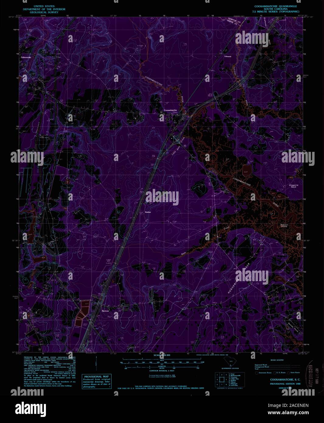 USGS TOPO Map South Carolina SC Coosawhatchie 260898 1988 24000 ...