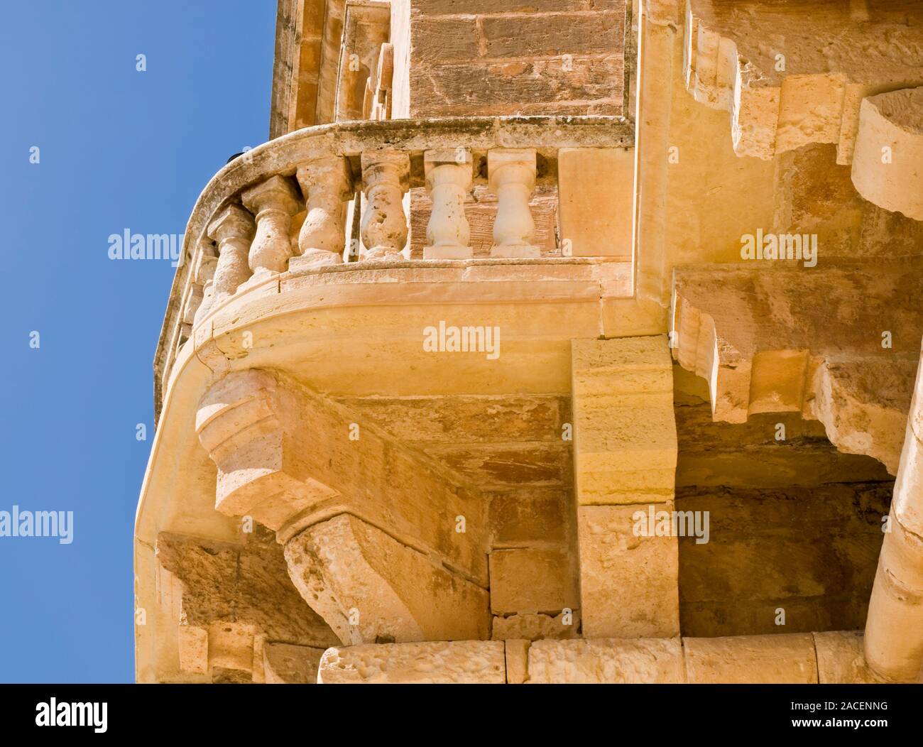 Detail of a medieval baroque stone balcony in Malta Stock Photo - Alamy