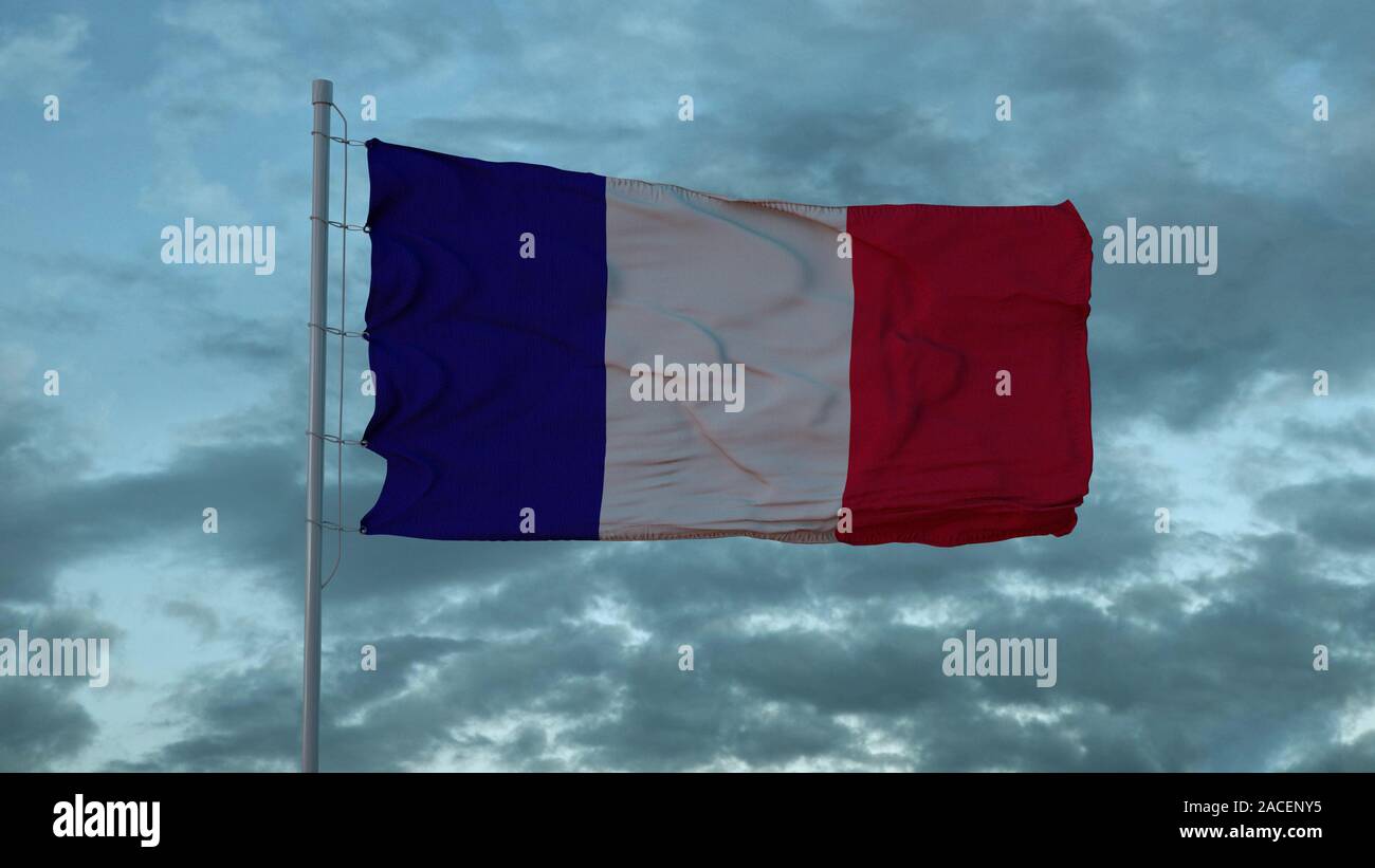 France 3d flag floating in the wind. 3d illustration Stock Photo - Alamy