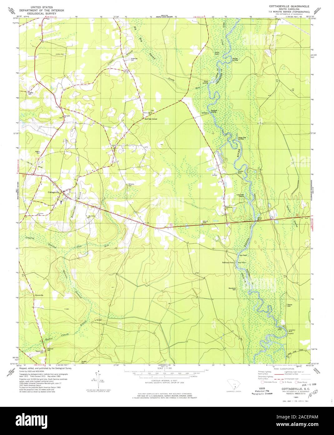 USGS TOPO Map South Carolina SC Cottageville 260905 1980 24000 ...