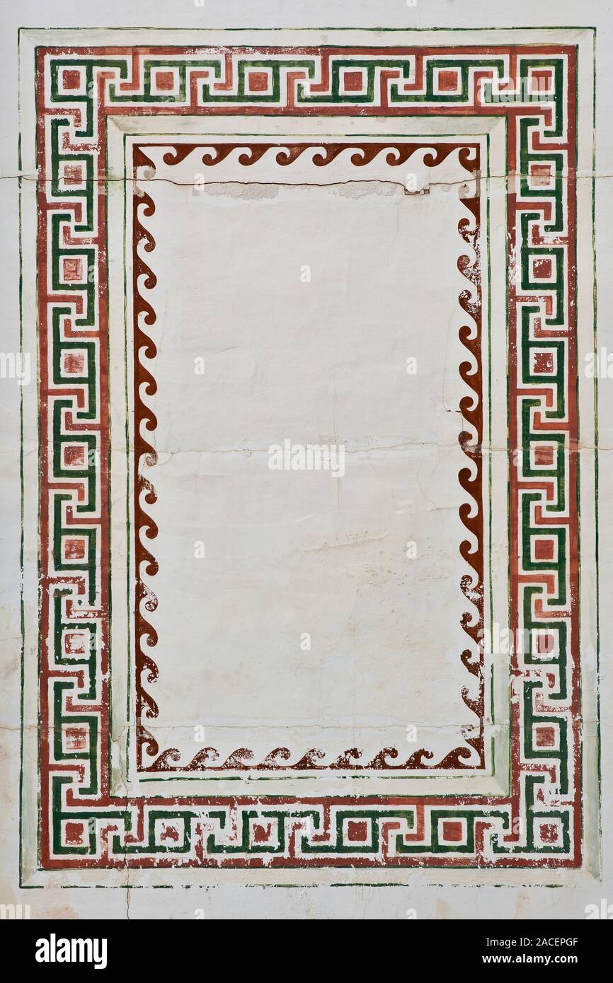 Vintage Roman wall fresco frame painting Stock Photo - Alamy