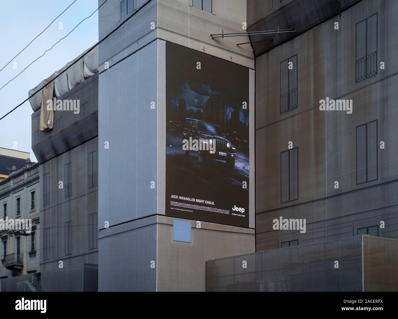 Jeep Wrangler Fiat Chrysler car advertising billboard on a building ...