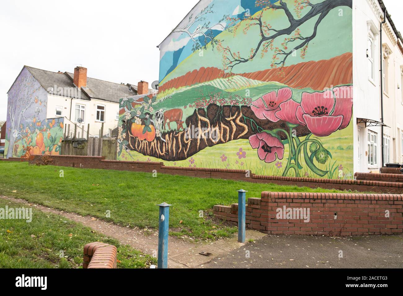 Community painted house walls in Heathfield Road, Lozells, Birmingham ...