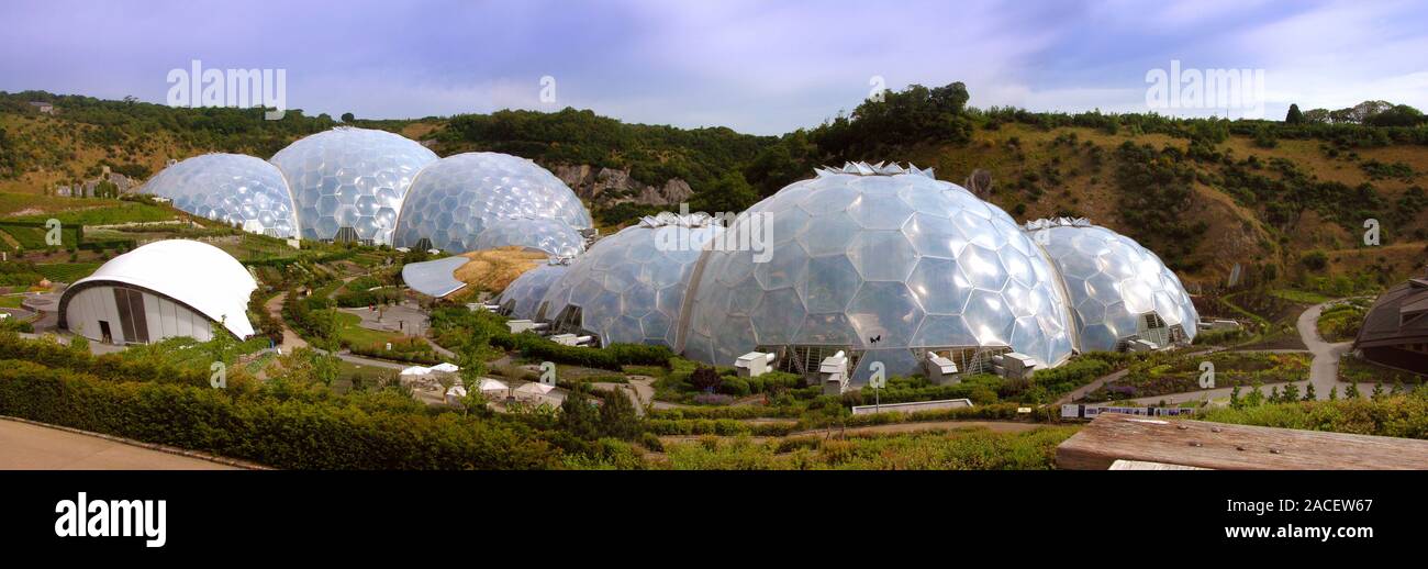Eden project biomes. This tourist attraction is a geodesic greenhouse ...
