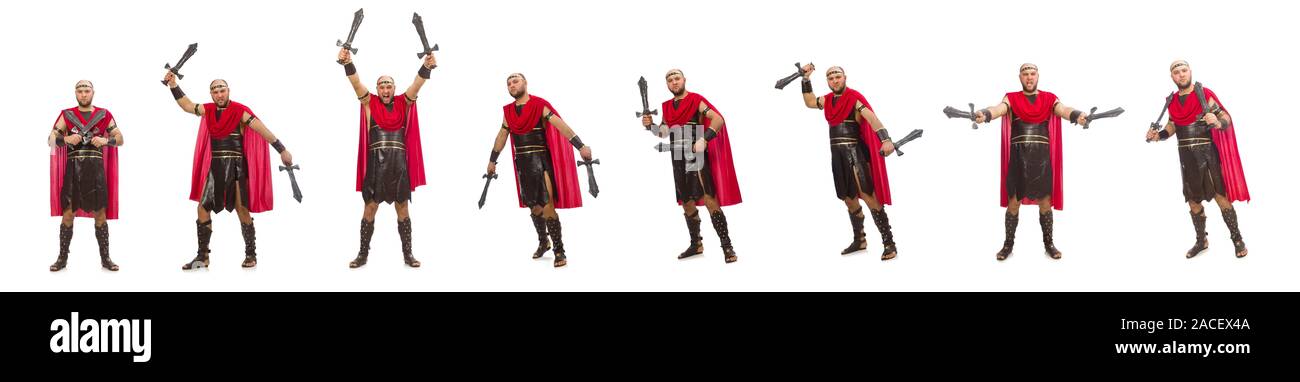 The gladiator isolated on white background Stock Photo - Alamy