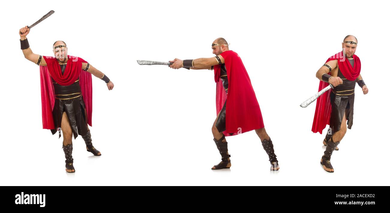 The gladiator isolated on white background Stock Photo - Alamy