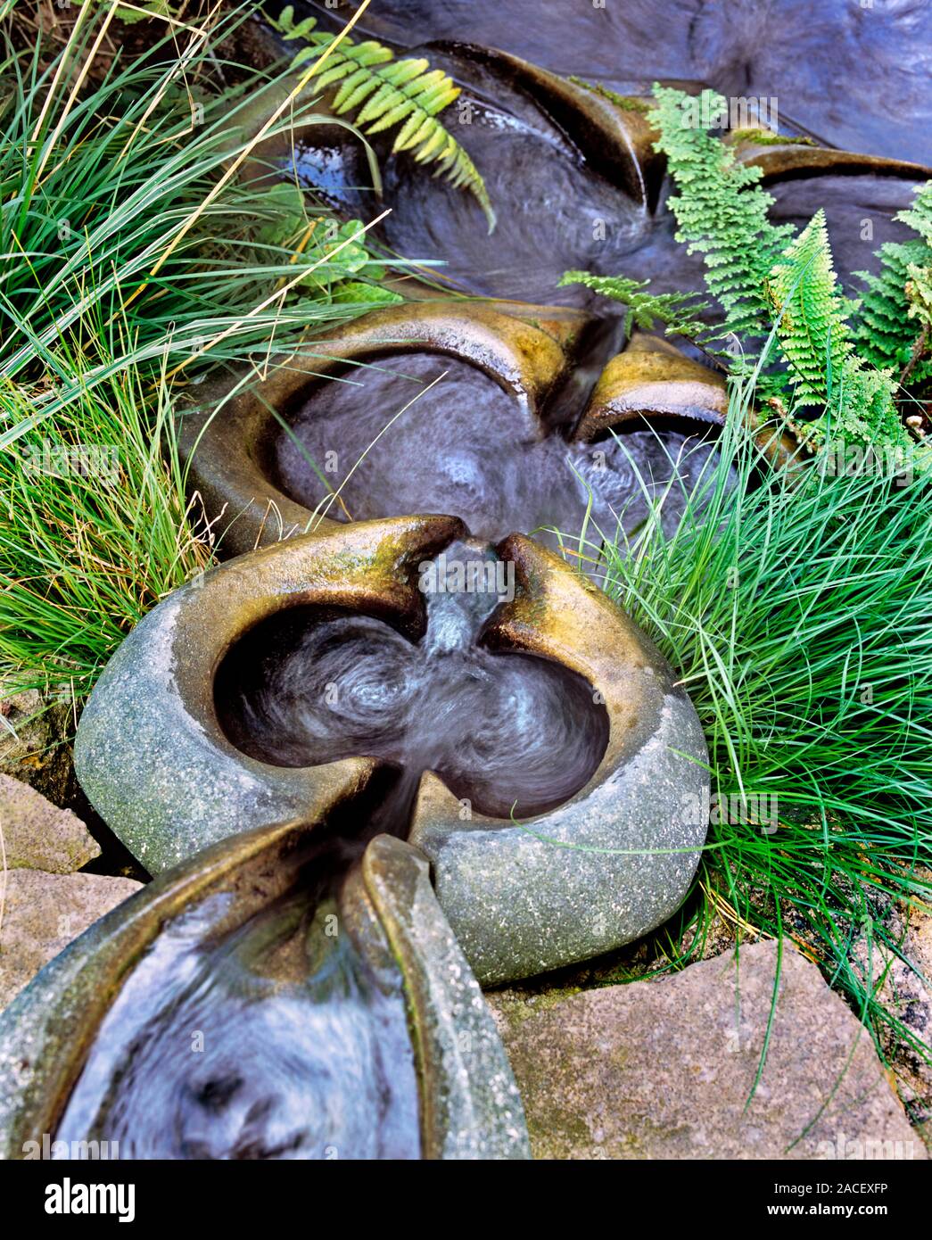 Flowform ornamental water feature. This water feature is designed to ...