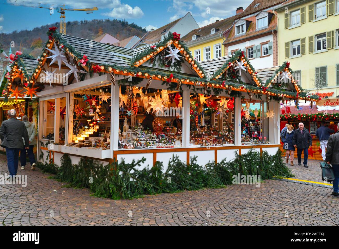 Beautiful colorful sales booth selling seasonal decoration objects at ...