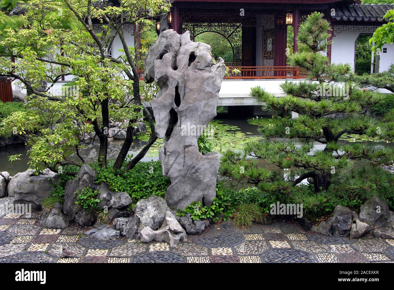 Chinese garden. Stone feature in the Dr. Sun Yat Sen Chinese garden ...