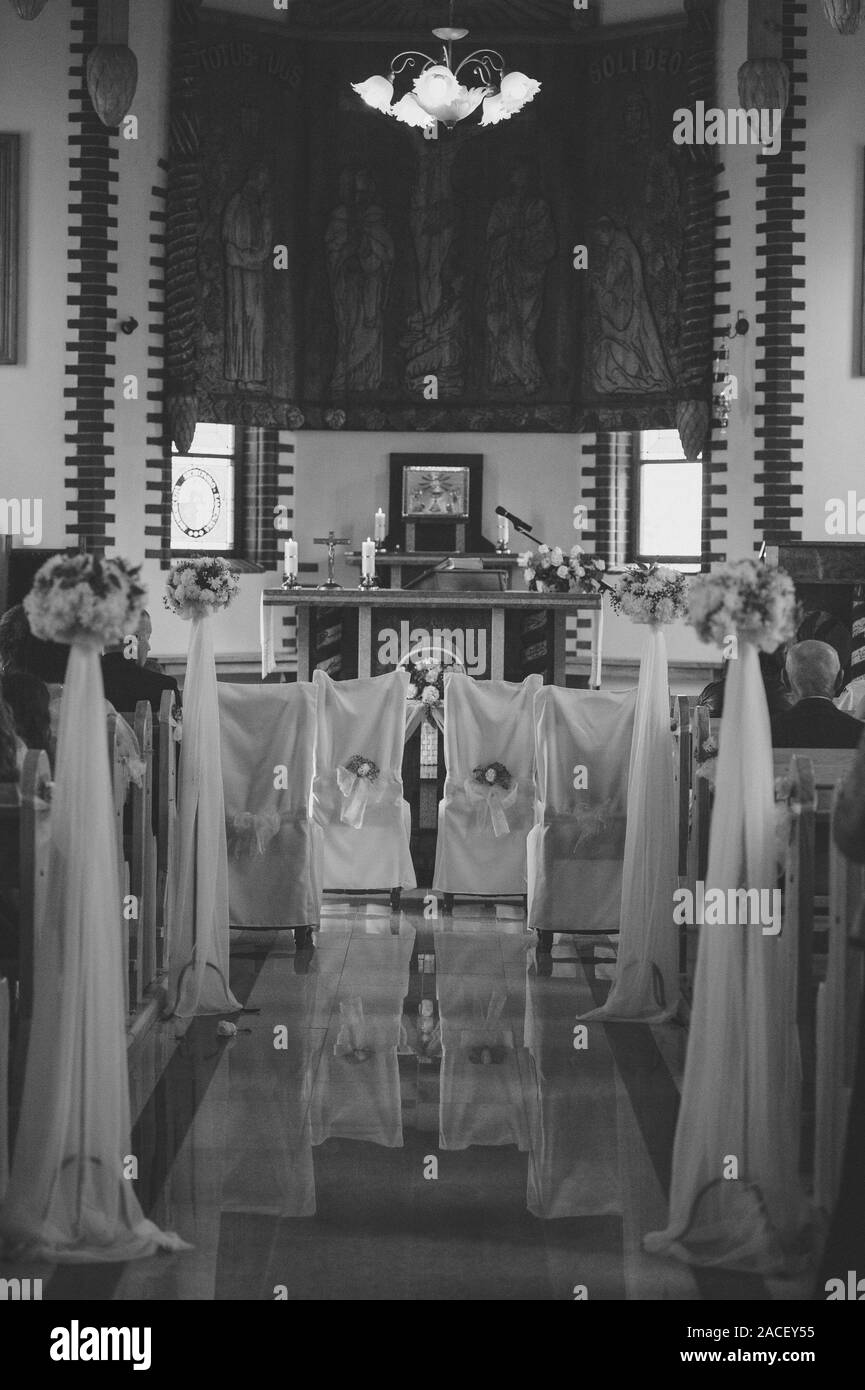 Empty church sanctuary Black and White Stock Photos & Images - Alamy