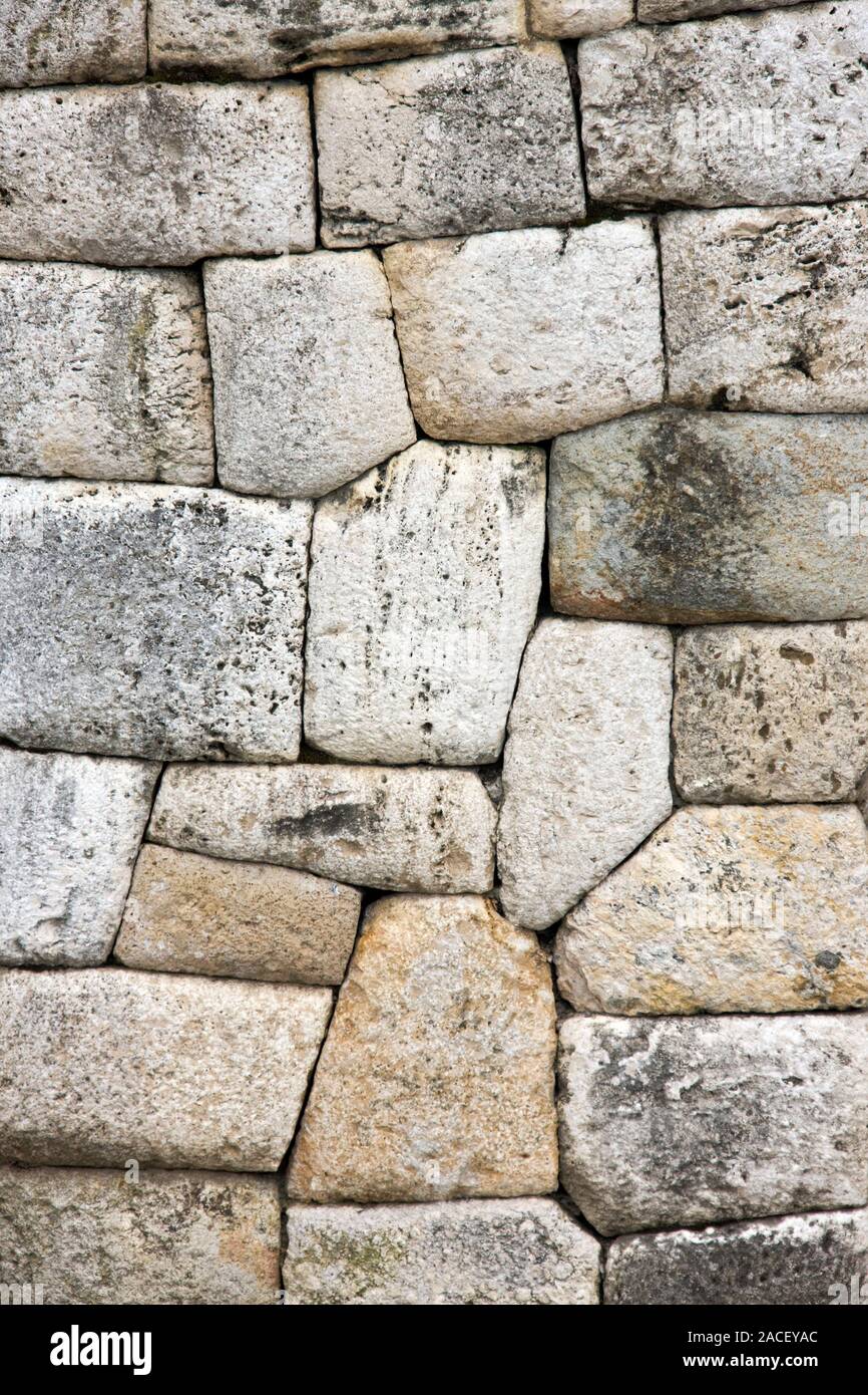Inca wall. Stone wall built by the Incas without the use of mortar. The ...
