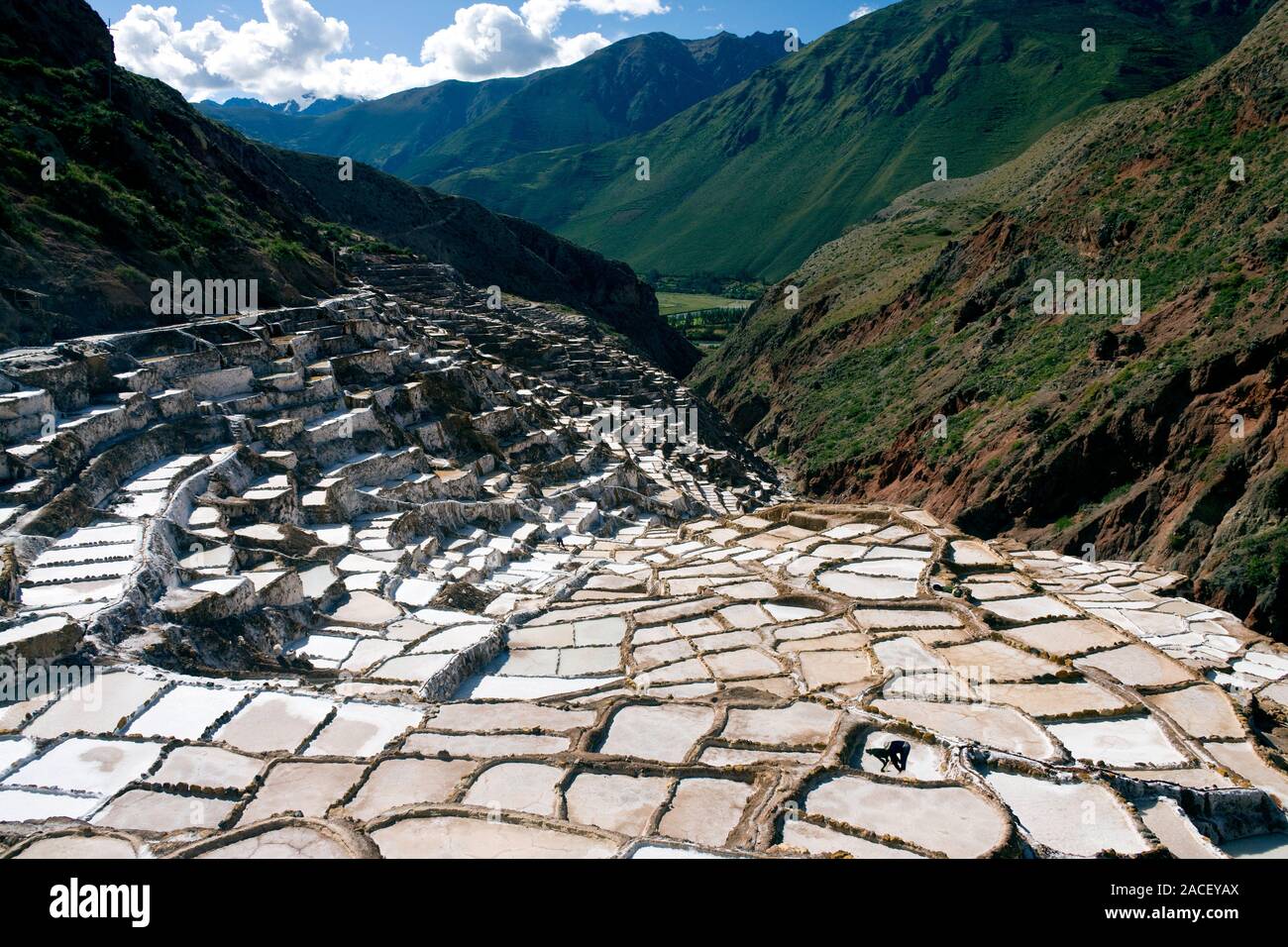 Maras salt pans. These terraced salt pans were built by the Incas and ...