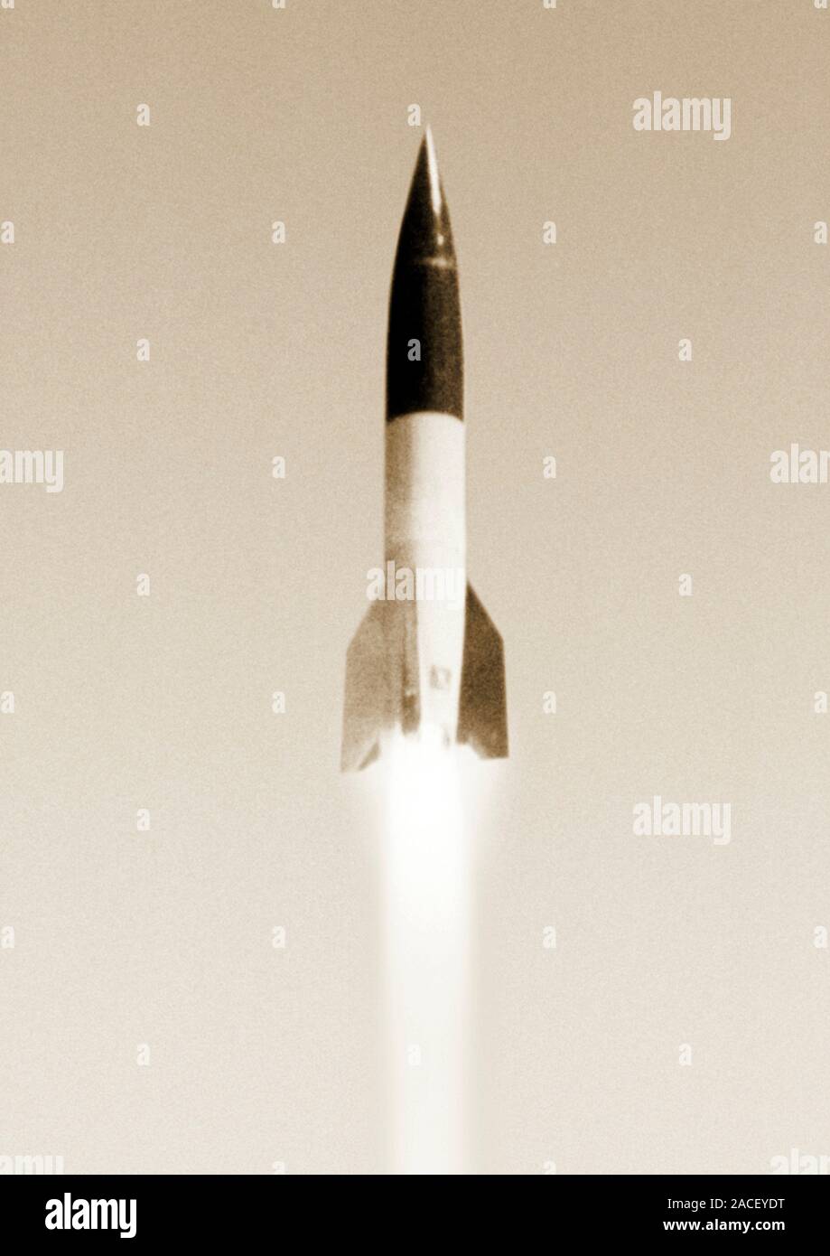 V-2 rocket launching from Peenemunde, Germany. This rocket, initially ...
