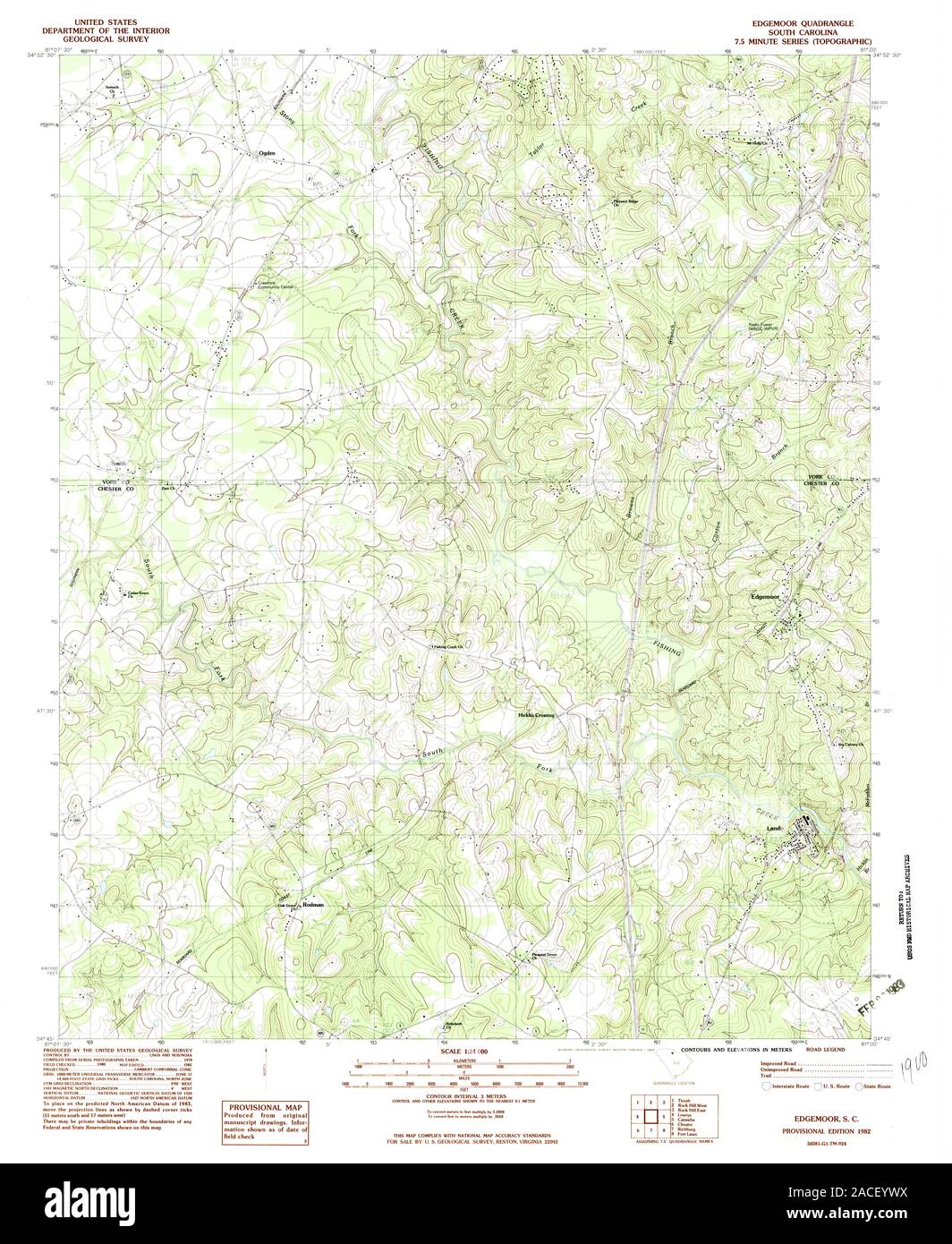 USGS TOPO Map South Carolina SC Edgemoor 260956 1982 24000 Restoration ...