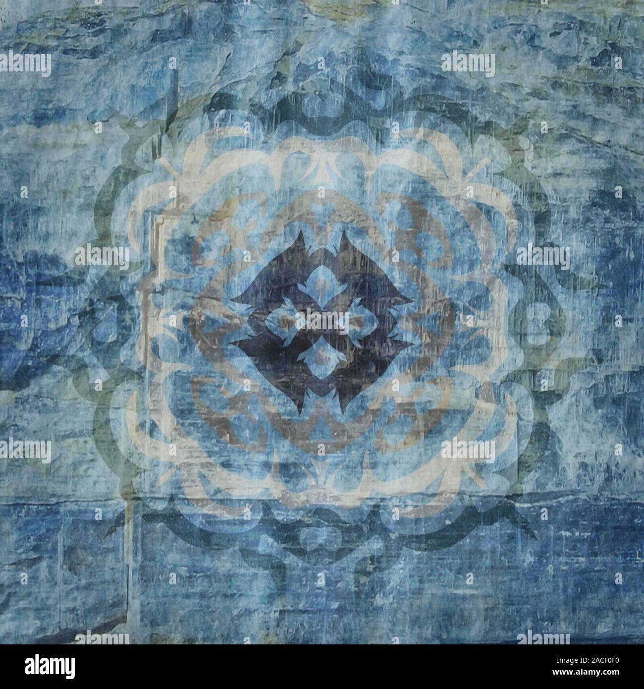 Blue texture digital paper tribal feel in blues and greens a 12x12 ...