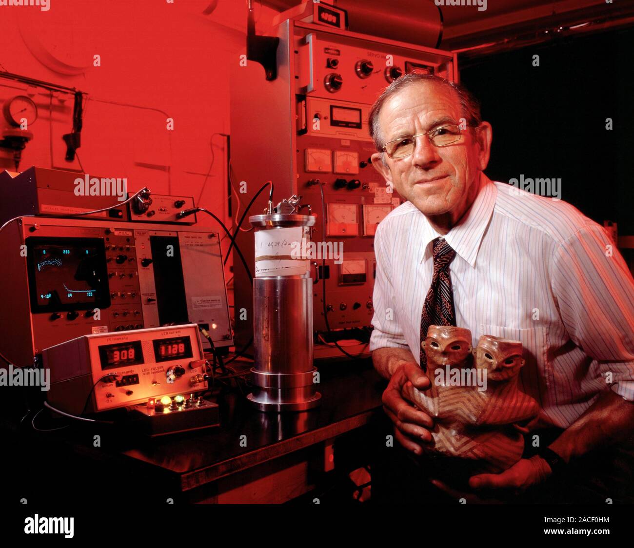 Martin Aitken (born 1922), British physicist, in a laboratory. Aitken's ...