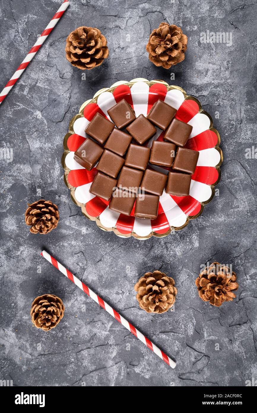 German traditional sweets called 'Dominosteine', gingerbread, jelly and ...