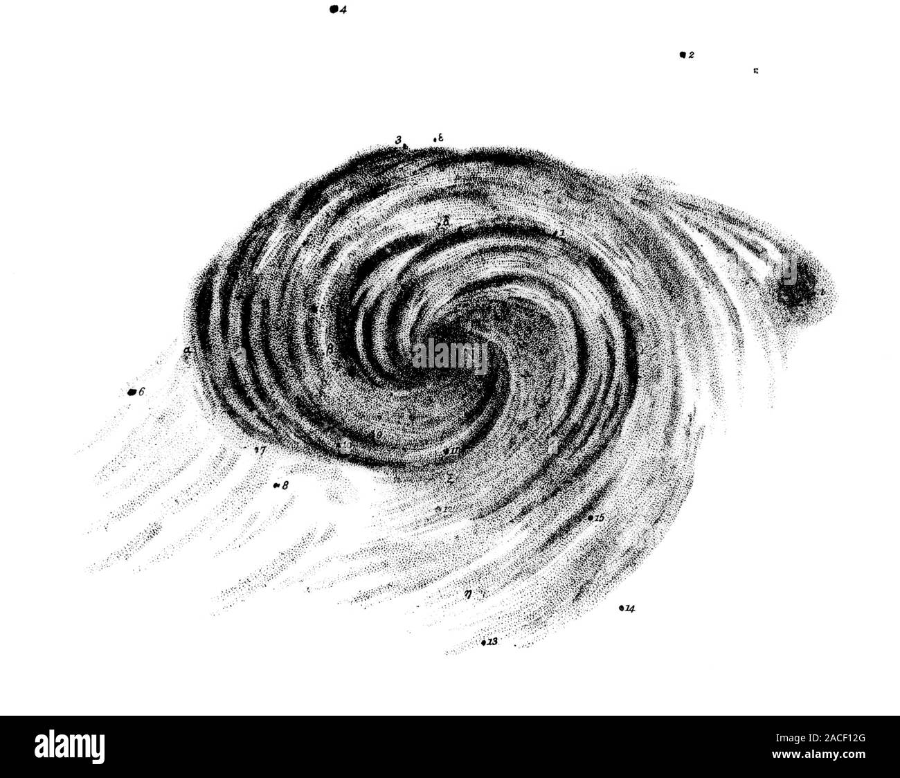 Whirlpool Galaxy. Artwork of the Whirlpool Galaxy (M51, NGC 5194 ...