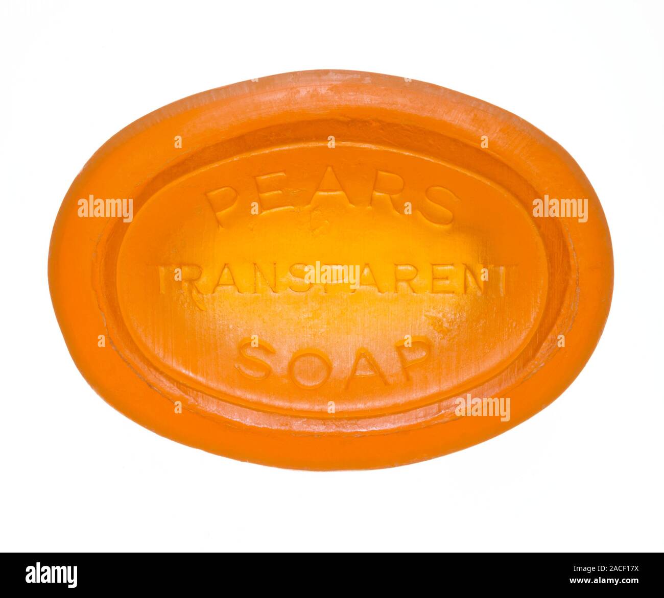 Hypo-allergenic soap. Top view of a bar of soap that has been developed ...