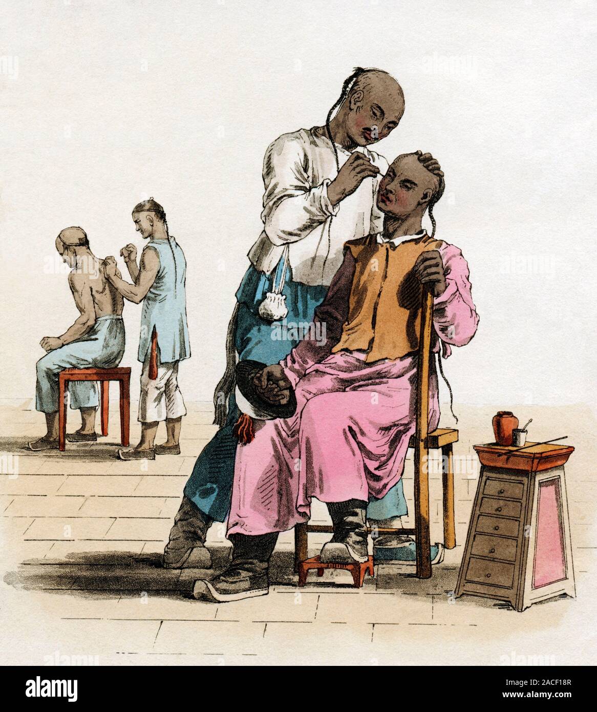 Chinese acupuncture, coloured historical artwork. Acupuncture is a ...