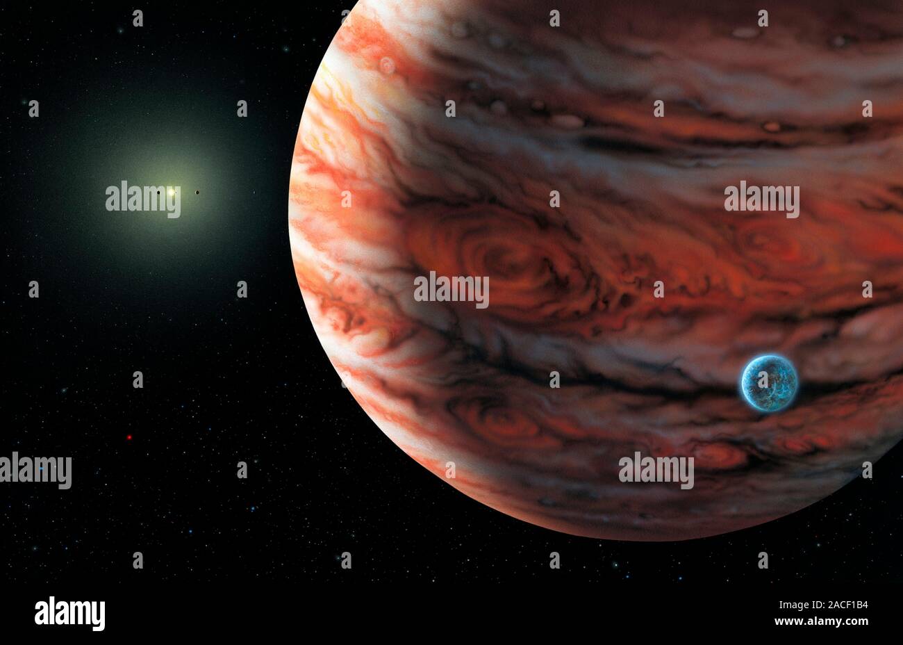 55 Cancri planetary system, artwork. This is an outer gas giant planet ...