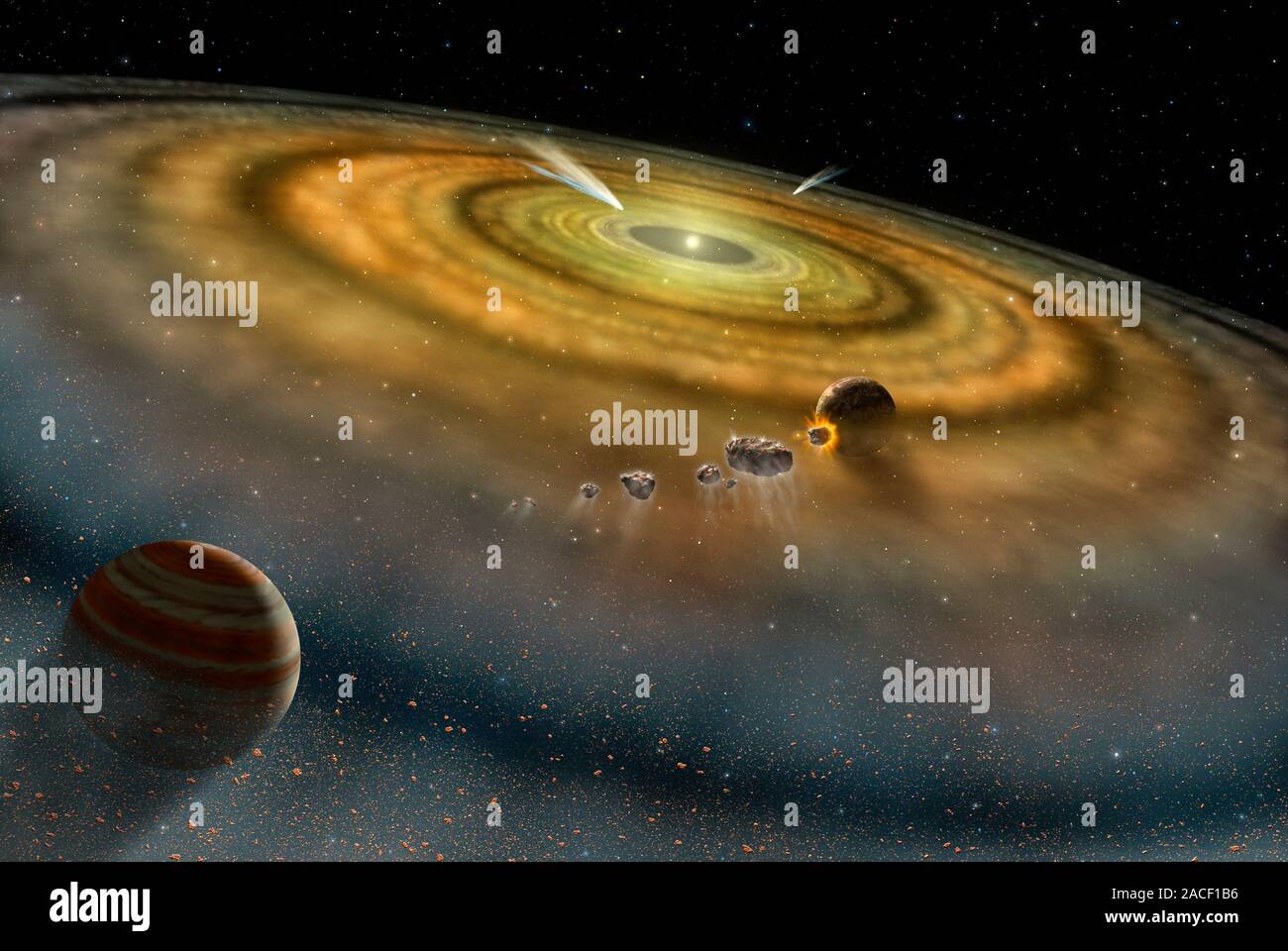 Beta Pictoris planetary disc, artwork. A protoplanetary disc has formed ...
